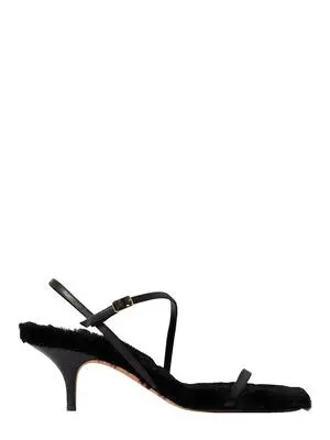EMME PARSONS Hugo Shearling-lined Leather Sandals - Black