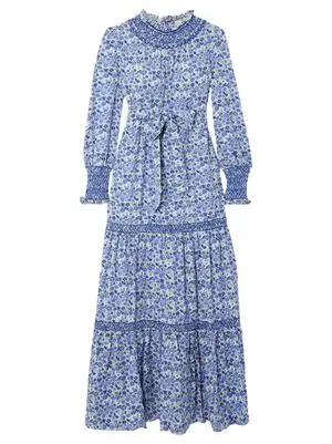 Loretta Caponi Floral-print Lyocell Maxi Dress - Blue