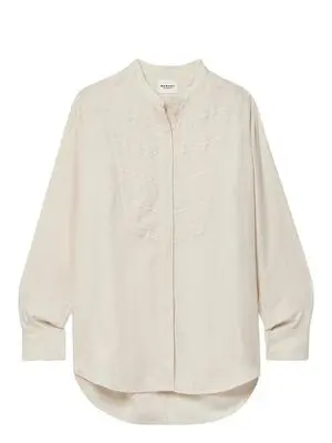 MARANT ETOILE Britten Embroidered Lyocell Shirt - Ecru