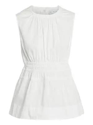 Proenza Schouler Birdie Shirred Cotton-poplin Top - White