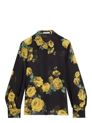 Alice + Olivia Floral-print Chiffon Shirt - Black