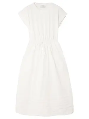 LA LIGNE Gathered Jersey And Cotton-poplin Midi Dress - White