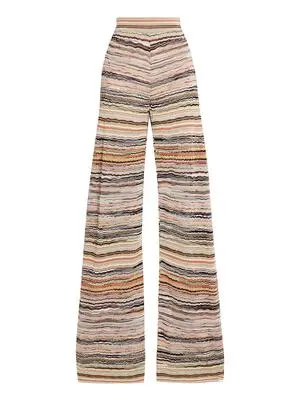 Missoni Metallic Spacedyed Crochet-knit Wide-leg Pants - Orange