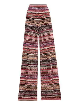 Missoni Metallic Spacedyed Crochet-knit Wide-leg Pants - Red