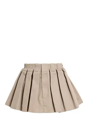 Alexander Wang Pleated Cotton-blend Gabardine Mini Skirt - Mushroom