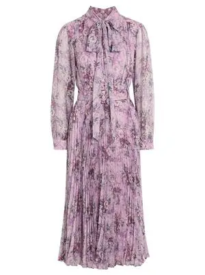 MIKAEL AGHAL Pleated Floral-print Chiffon Maxi Dress - Lilac