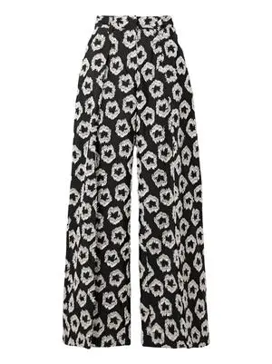 Ulla Johnson Cai Pleated Fil Coupé Faille Wide-leg Pants - Black