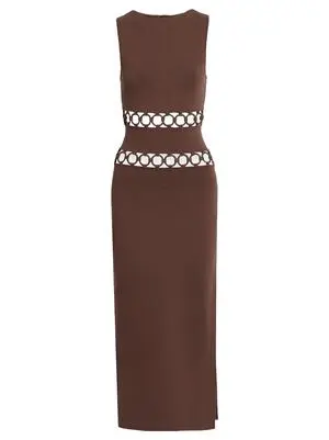 Cult Gaia Embellished Cutout Knit Midi Dress - Brown