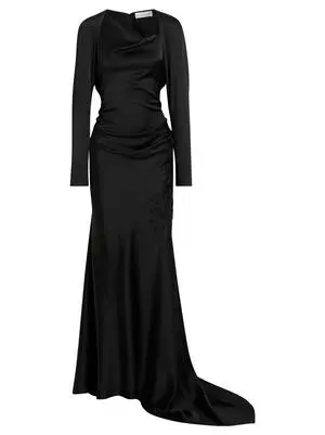 Victoria Beckham Embroidered Satin Gown - Black