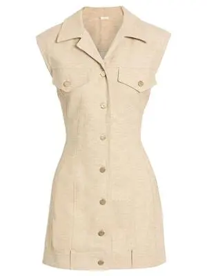 Cult Gaia Tanith Cotton And Linen-blend Twill Mini Shirt Dress - Sand
