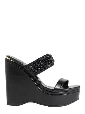 JIMMY CHOO Amoure 130 Bead-embellished Wedge Sandals - Black