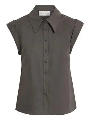 MIKAEL AGHAL Cotton And Linen-blend Shirt - Anthracite