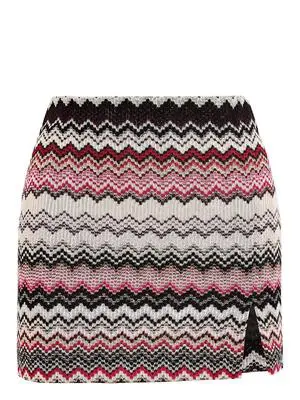 Missoni Metallic Crochet-knit Mini Skirt - Magenta
