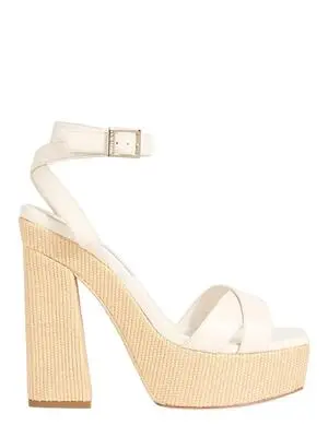 JIMMY CHOO Gaia 140 Leather Platform Sandals - White