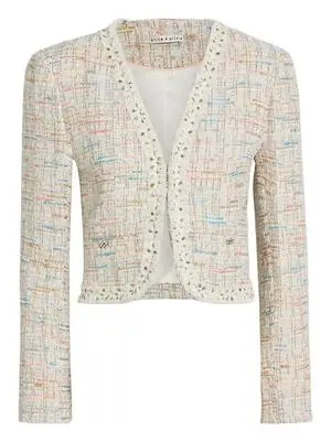 Alice + Olivia Peyton Cropped Tweed Jacket - Ecru