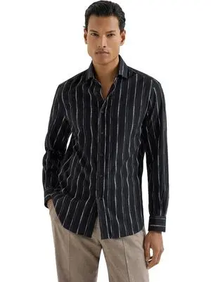 Brunello Cucinelli Seersucker Shirt - Black