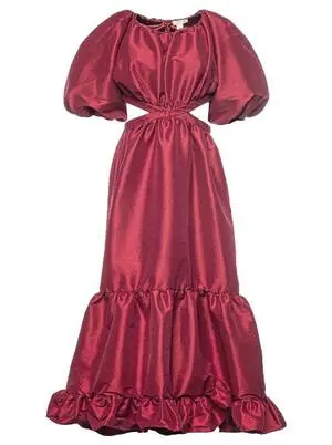 VASILIKI Laila Maxi Taffeta Dress - Carmine