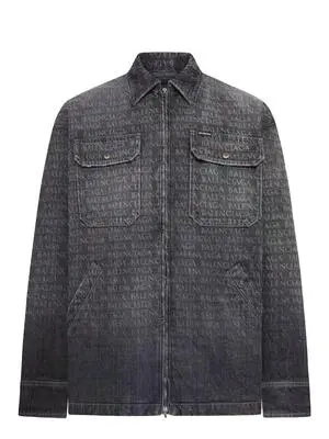 Balenciaga Logo Print Shirt Jacket - Grey
