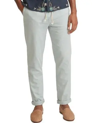 Marine Layer Saturday Slim Straight Leg Stretch Cotton Beach Pants - Light Blue