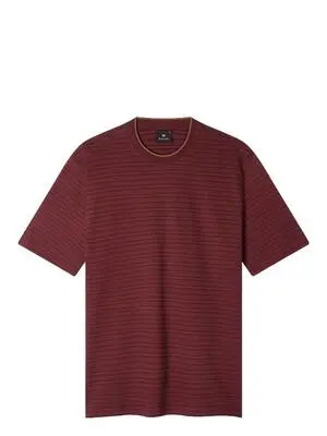 Paul Smith Burgundy Jacquard Stripe T-shirt - Red