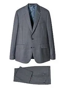 Paul Smith The Soho Tailored-fit Grey Check Wool Suit - Blue