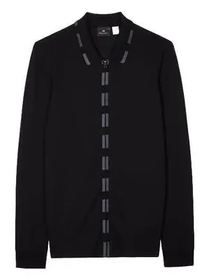 Paul Smith Zip-front Long-sleeve Polo Shirt - Black