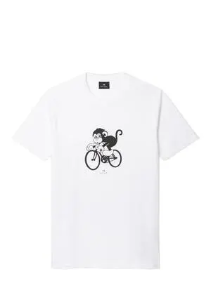 Paul Smith Slim-fit 'cycling Monkey' Print T-shirt - White