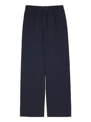 Paul Smith Wool-blend Pinstripe Wide Leg Trousers - Blue