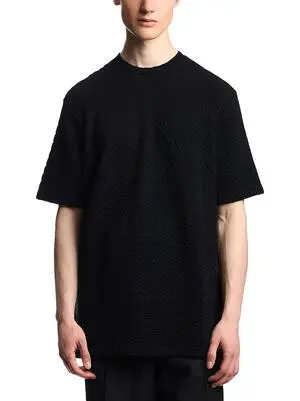 Emporio Armani Geometric Jacquard Jersey Tee - Black/blue