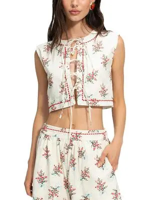 Agua Bendita Madison Cherish Embroidered Cropped Vest - Multi