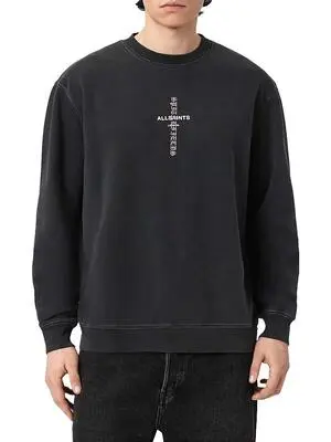 ALLSAINTS Knox Logo Graphic Crewneck Sweatshirt - Washed Black