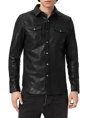 ALLSAINTS Irwin Leather Shirt - Black