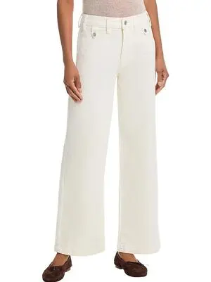 Paige Anessa Rounded Pocket High Rise Wide Leg Jeans - Tonal Ecru