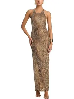 L'Agence Paula Beaded Gown - Bronze Embellished