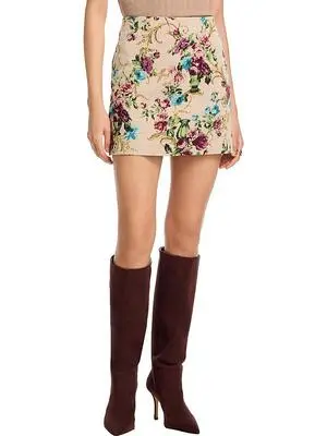 L'Agence Marseille Floral Tapestry Mini Skirt - Multi Floral Tapestry