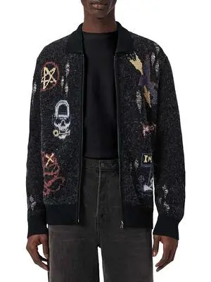 ALLSAINTS Meller Graphic Cardigan Sweater - Black