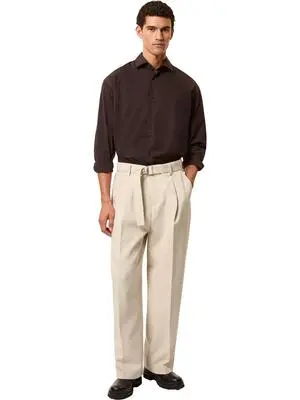 REISS Atwell Monogram Relaxed-Fit Belted Trousers