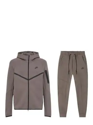 Nike Tech Fleece Windrunner Full Zip Hoodie And Jogger Set - Cave Stone/black