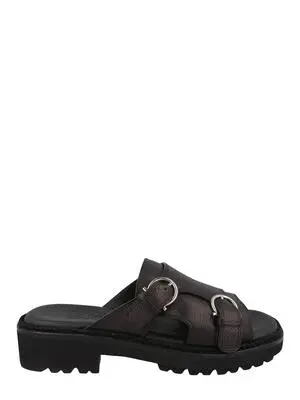 FERRAGAMO Girby Leather Slides - Black