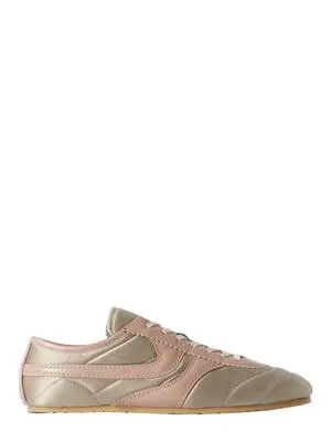 Dries Van Noten Leather-trimmed Paneled Satin Sneakers - Orange