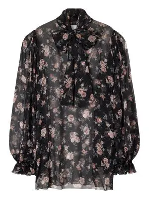 Dolce & Gabbana Pussy-bow Silk-chiffon Blouse - Black