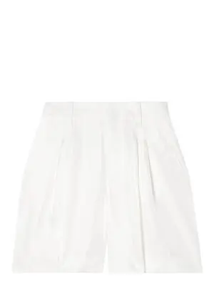 LISA YANG Pleated Silk-twill Shorts - Cream