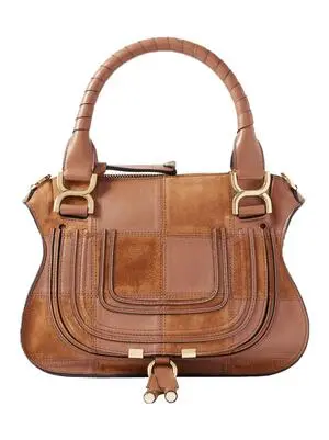 Chloé Marcie Patchwork Leather And Suede Shoulder Bag - Brown