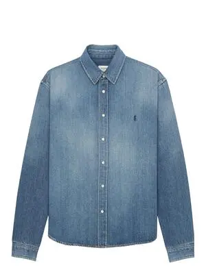 Saint Laurent Denim Cassandre Shirt - Blue