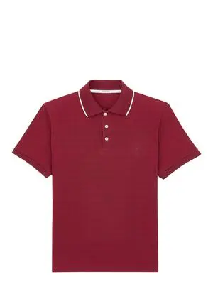 Saint Laurent Cotton Cassandre Polo Shirt - Burgundy