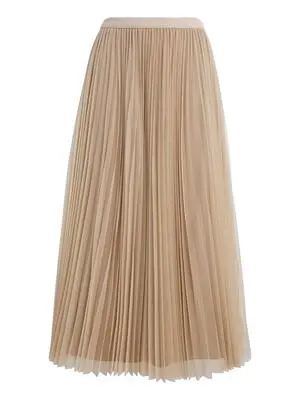 Fabiana Filippi Tulle Pleated Midi Skirt - Beige