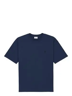 Saint Laurent Cotton-blend Cassandre T-shirt - Blue