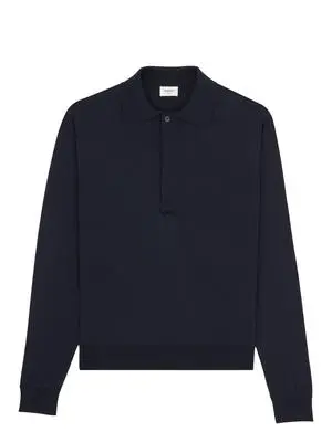 Saint Laurent Silk-cotton Polo Sweater - Blue