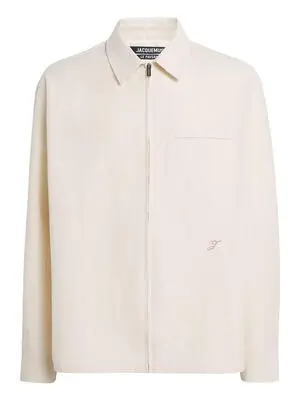 Jacquemus Cotton-blend Zip-up Mecano Shirt - White