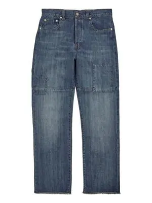 WALES BONNER Frayed-hem Straight-leg Jeans - Blue